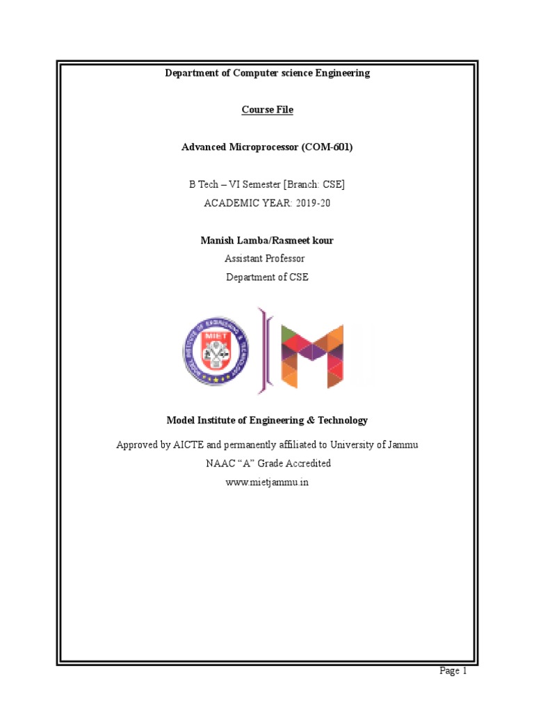 Micro Course Pack | PDF | Central Processing Unit | Engineering