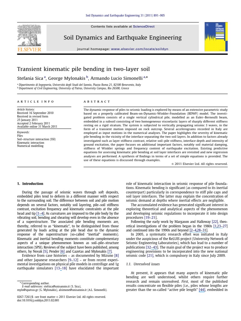 Soil Dynamics and Earthquake Engineering: Stefania Sica, George ...