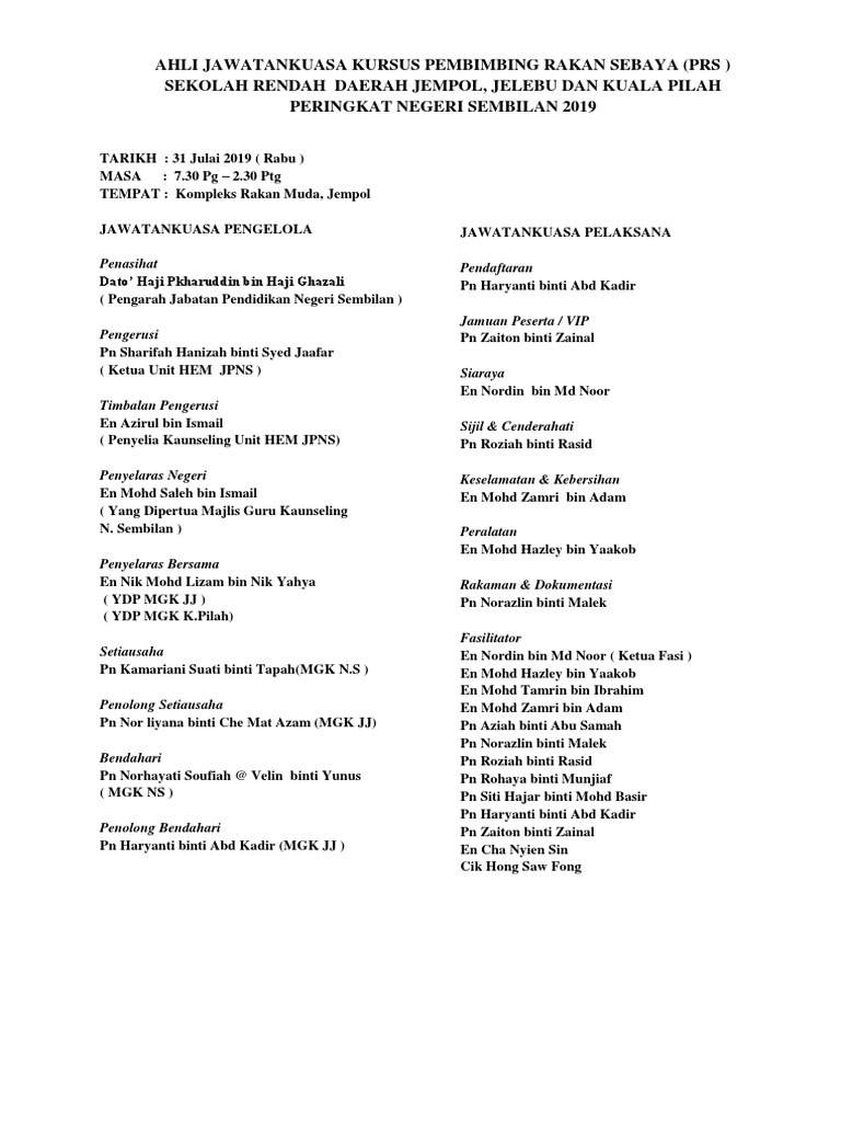 AJK Kursus PRS MGKNS 2019 | PDF