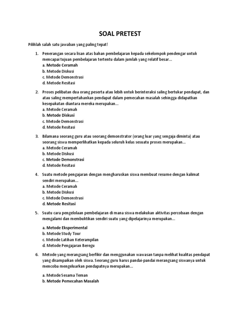Soal Pretest | PDF