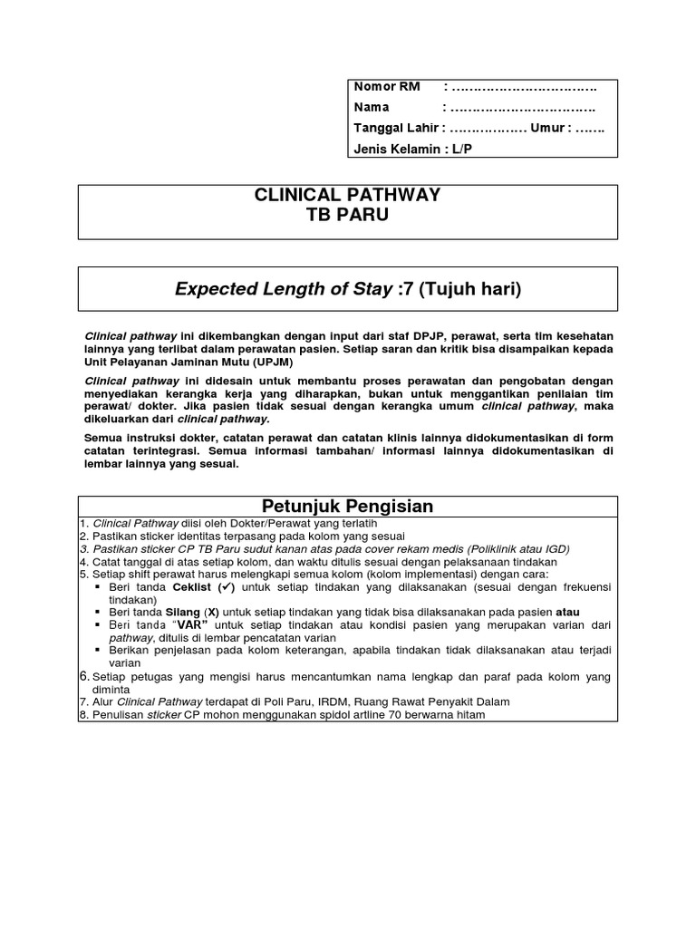 Clinical Pathway Interna TB Paru | PDF