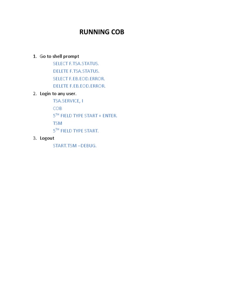Running Cob: 1. Go To Shell Prompt | PDF | Teaching Methods & Materials