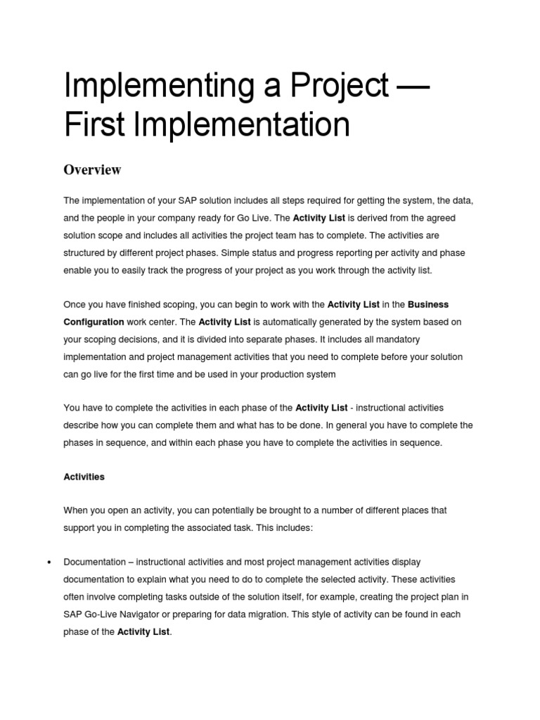 Implementing A Project - First Implementation | PDF | Business Process ...