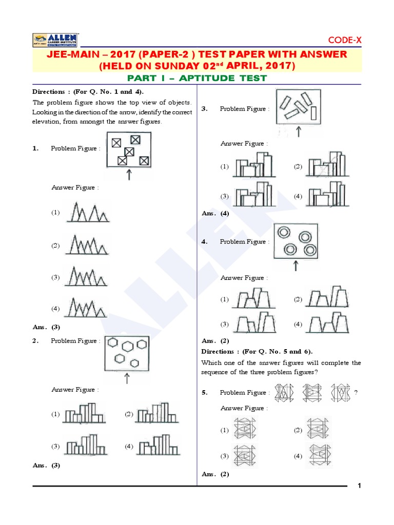 JEE Main 2017 Paper 2 Solutions | PDF | Geometry | Teaching Mathematics