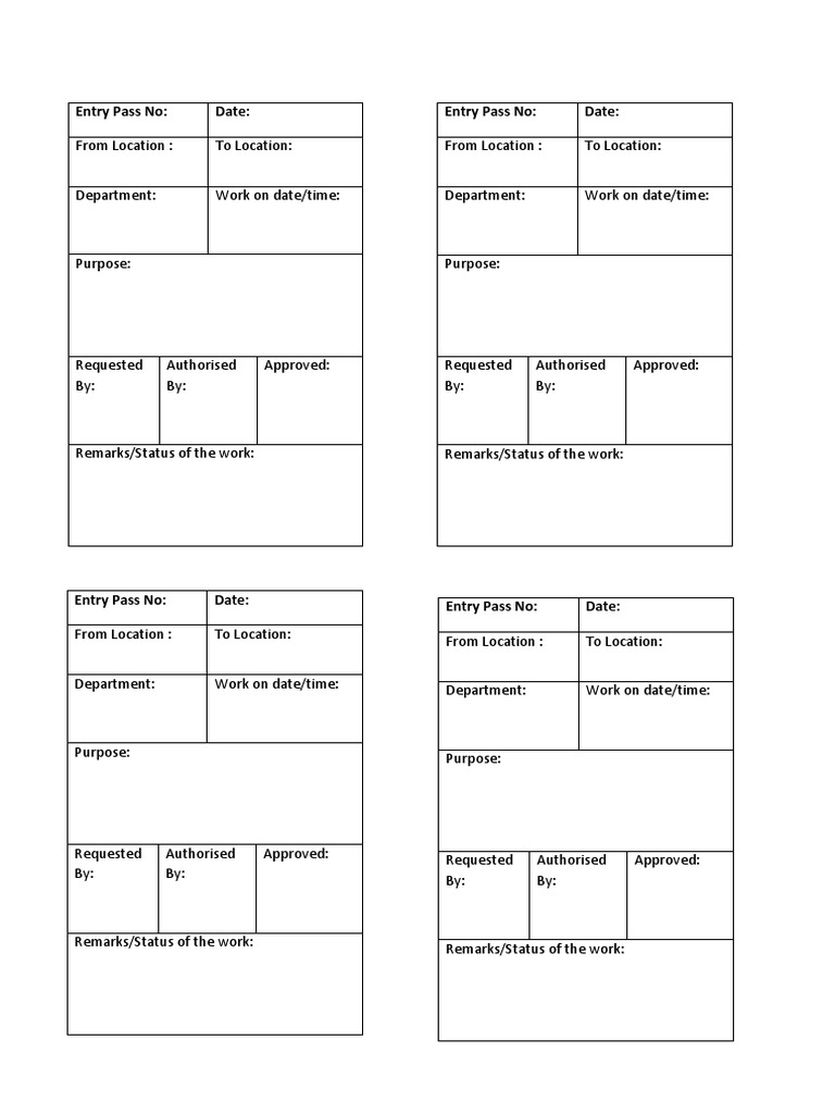 Entry Pass Format Template | PDF | Career & Growth