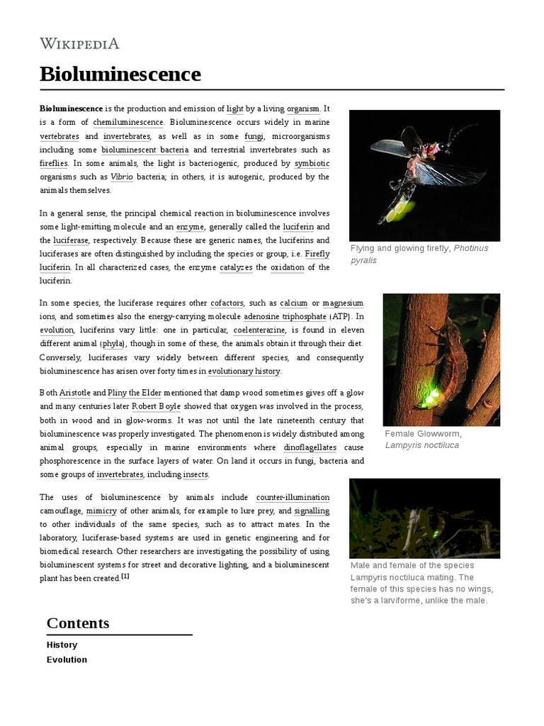Bioluminescence | PDF | Organisms | Biology