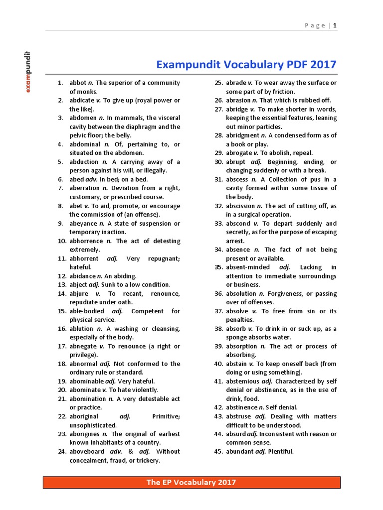 5000 Words Vocabulary PDF | PDF | Abdomen