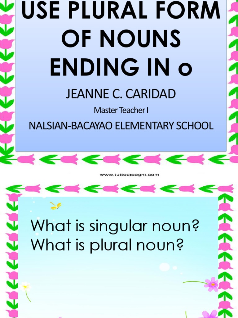 Forming Plural Nouns Ending in o | PDF | Plural | Philology