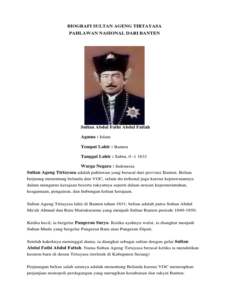 Biografi Sultan Ageng Tirtayasa | PDF