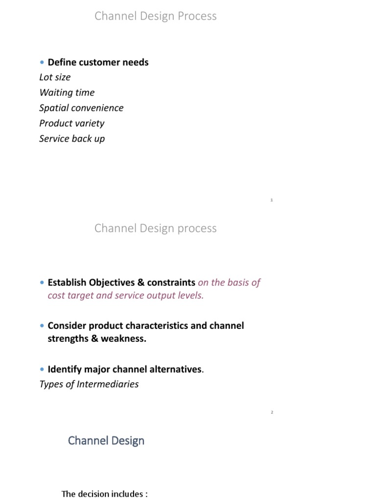 Channel Design Process: Define Customer Needs | PDF | Retail | Supply ...