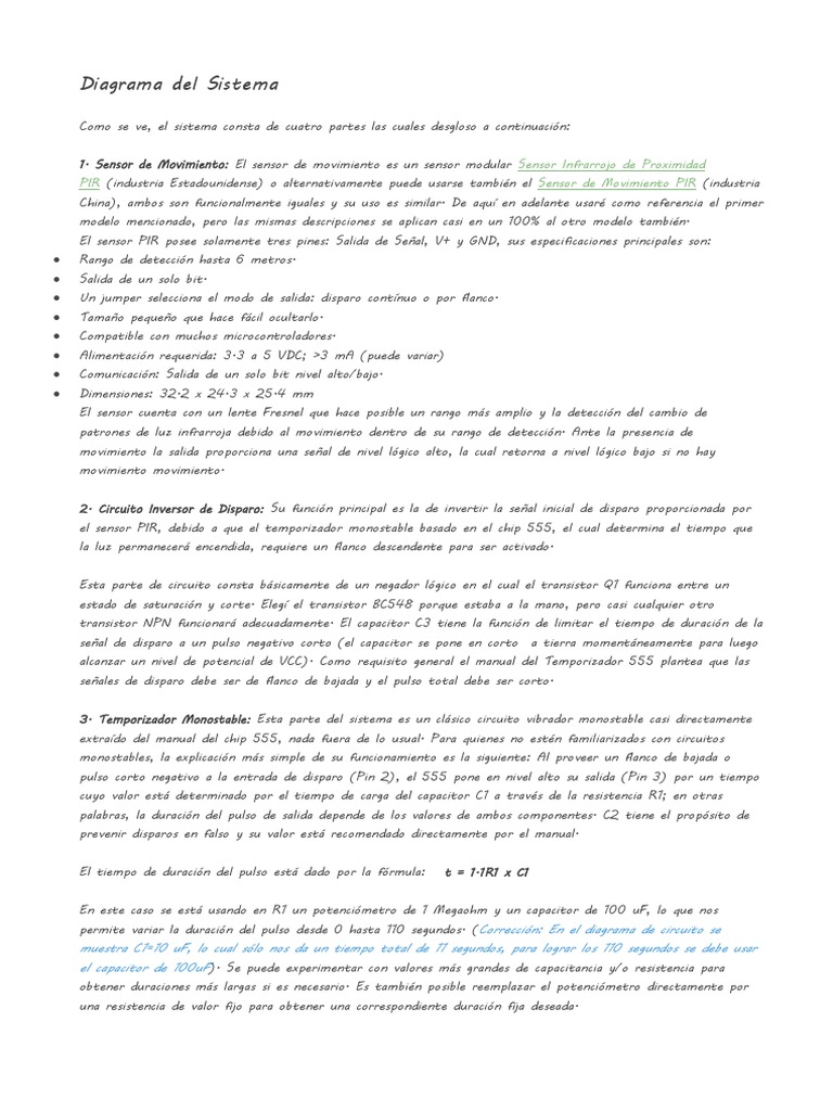 Luz Automática Con Sensor Pir Pdf Transistor Corriente Eléctrica