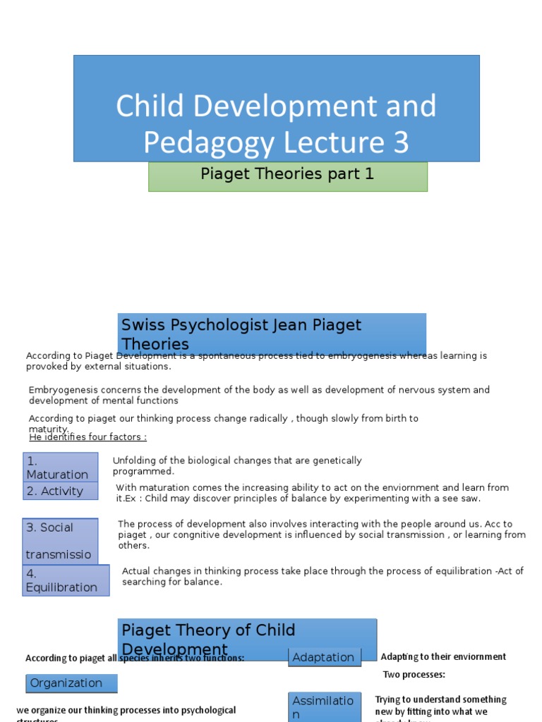 Child Development and Pedagogy Lecture 4 | PDF | Thought | Applied ...