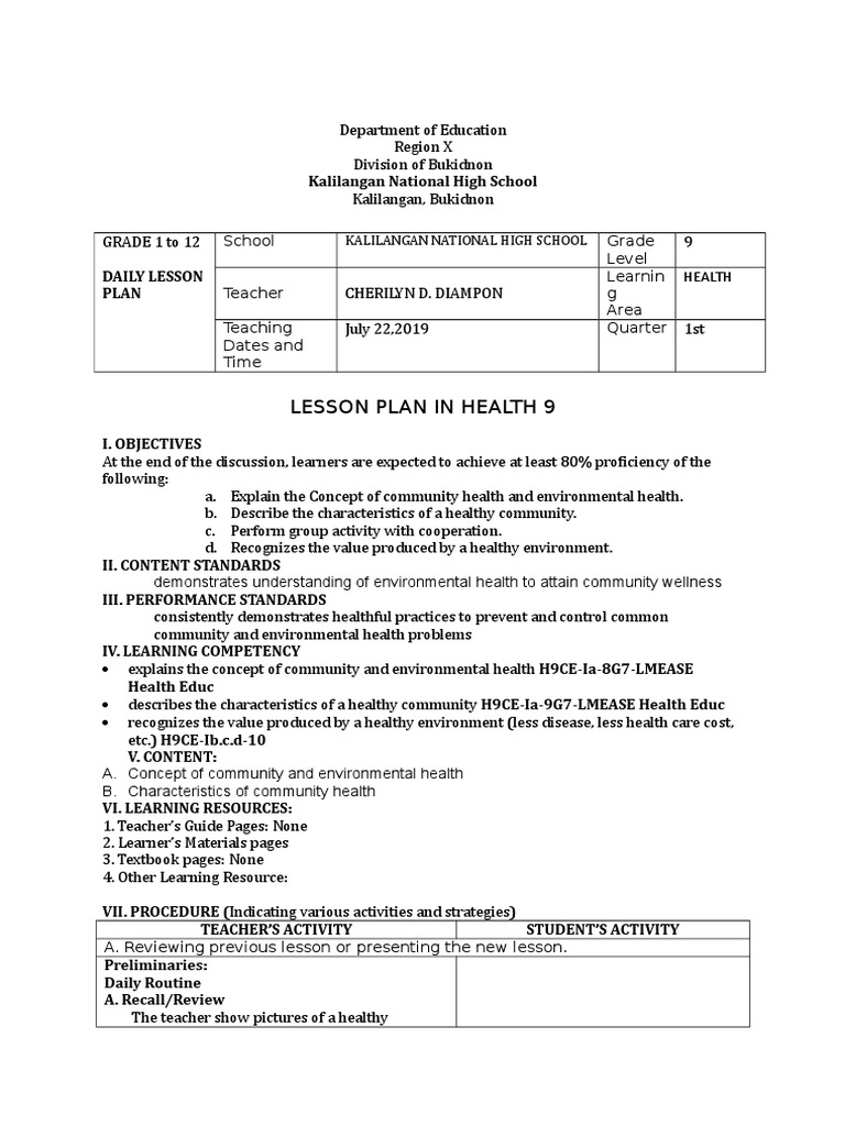 DLP-Lesson 1 Health 1st Quarter | Learning | Teachers