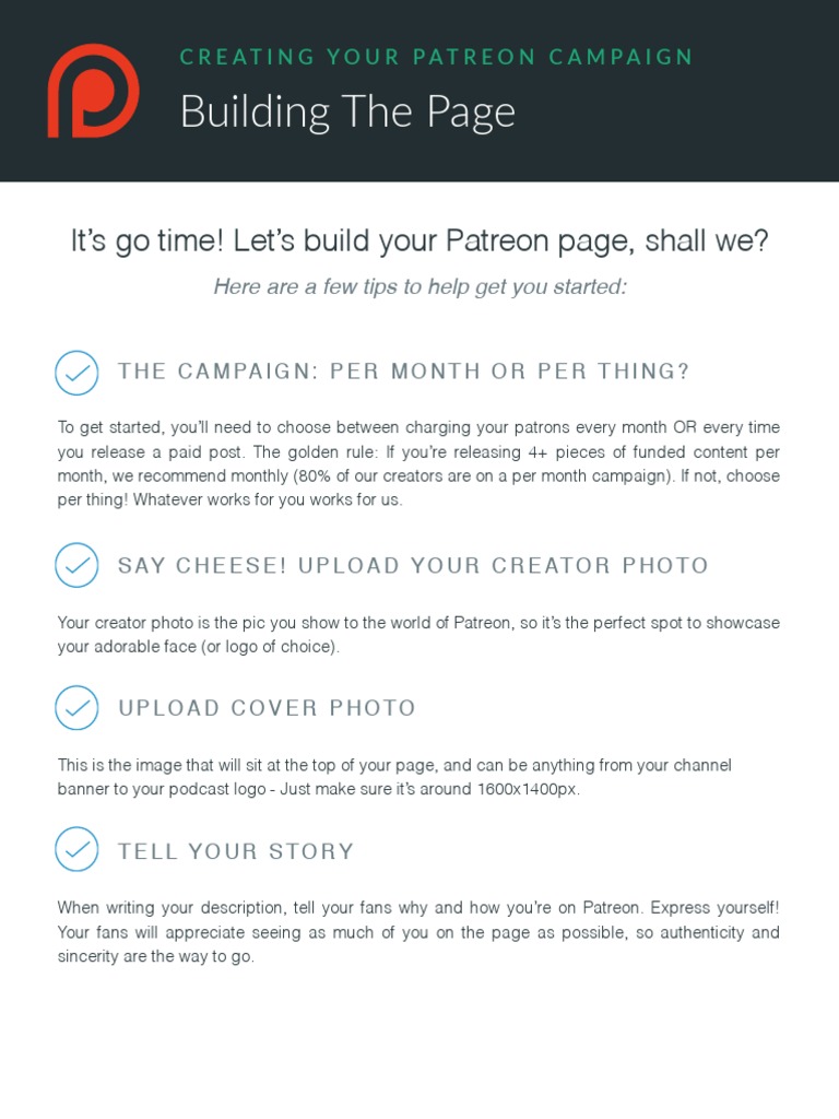 Build Your Patreon Page: A Step-by-Step Guide | PDF | Leisure