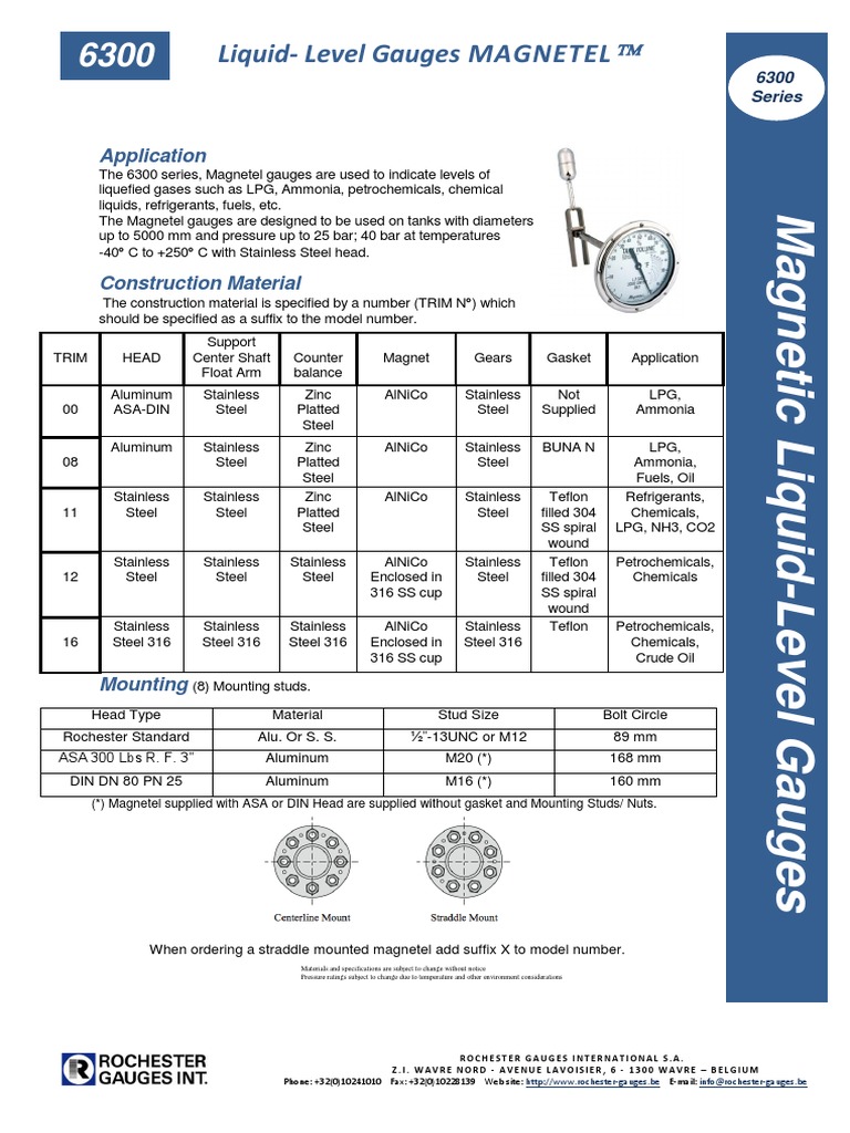 Magnetel Rochester Gauges | PDF | Stainless Steel | Liquefied Petroleum Gas