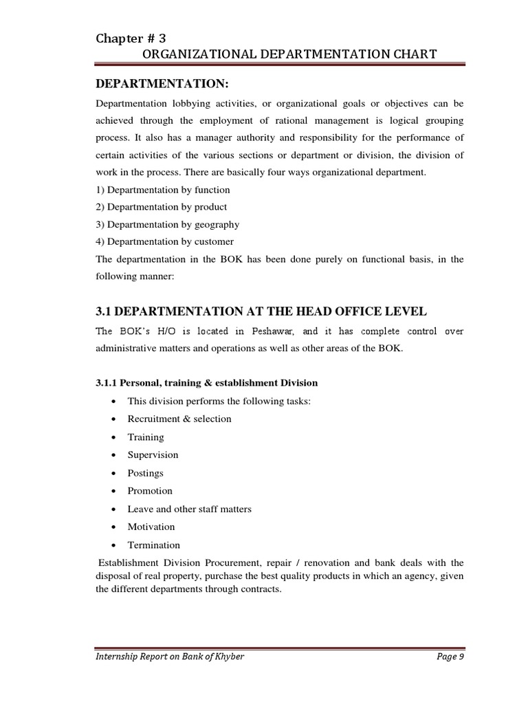 Chapter # 3 Organizational Departmentation Chart | PDF