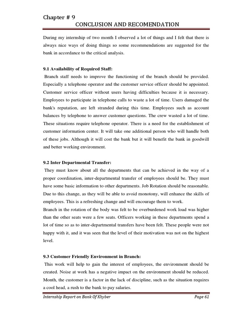 Chapter # 9 Conclusion and Recomendation: 9.1 Availability of Required Staff | PDF