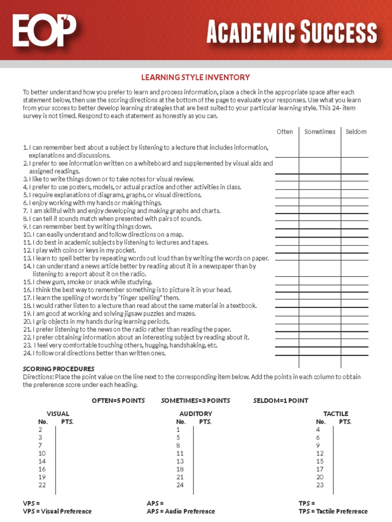 Learning Styles Inventory | PDF | Learning Styles | Somatosensory System