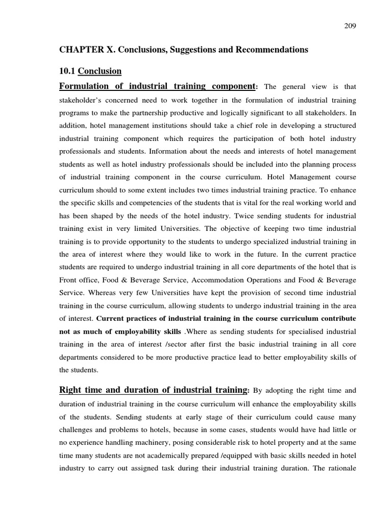 CHAPTER X. Conclusions, Suggestions and Recommendations 10.1 Conclusion ...