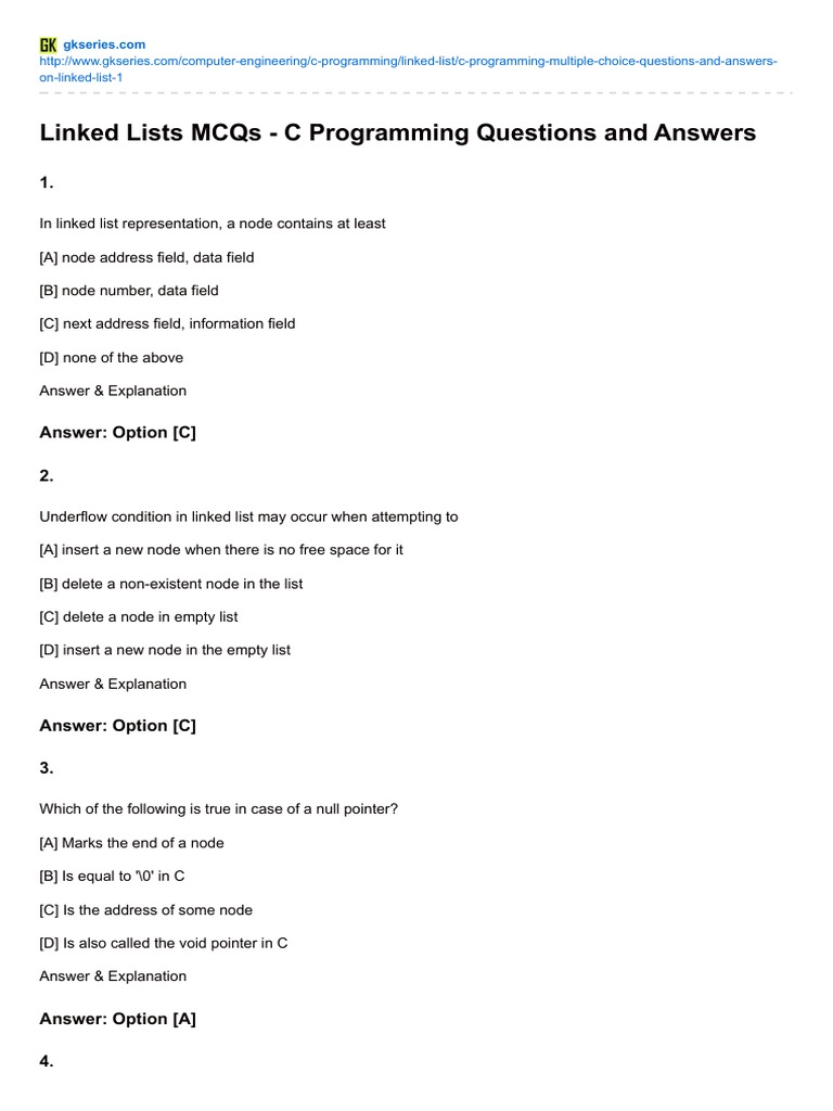 1 C Programming Linked List Download PDF | PDF