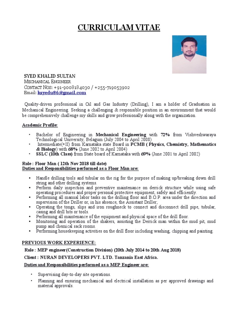 Floorhand Resume PDF | PDF | Drill | Engineering