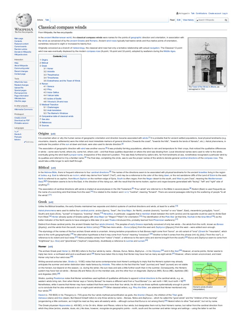 Classical Compass Winds - Wikipedia | PDF | Nature