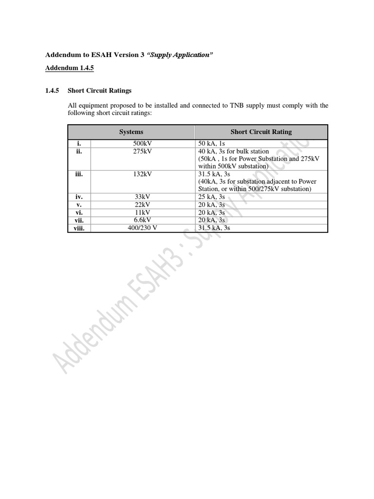 Compilation of Addendum To ESAH V3 (Supply Application) | PDF ...