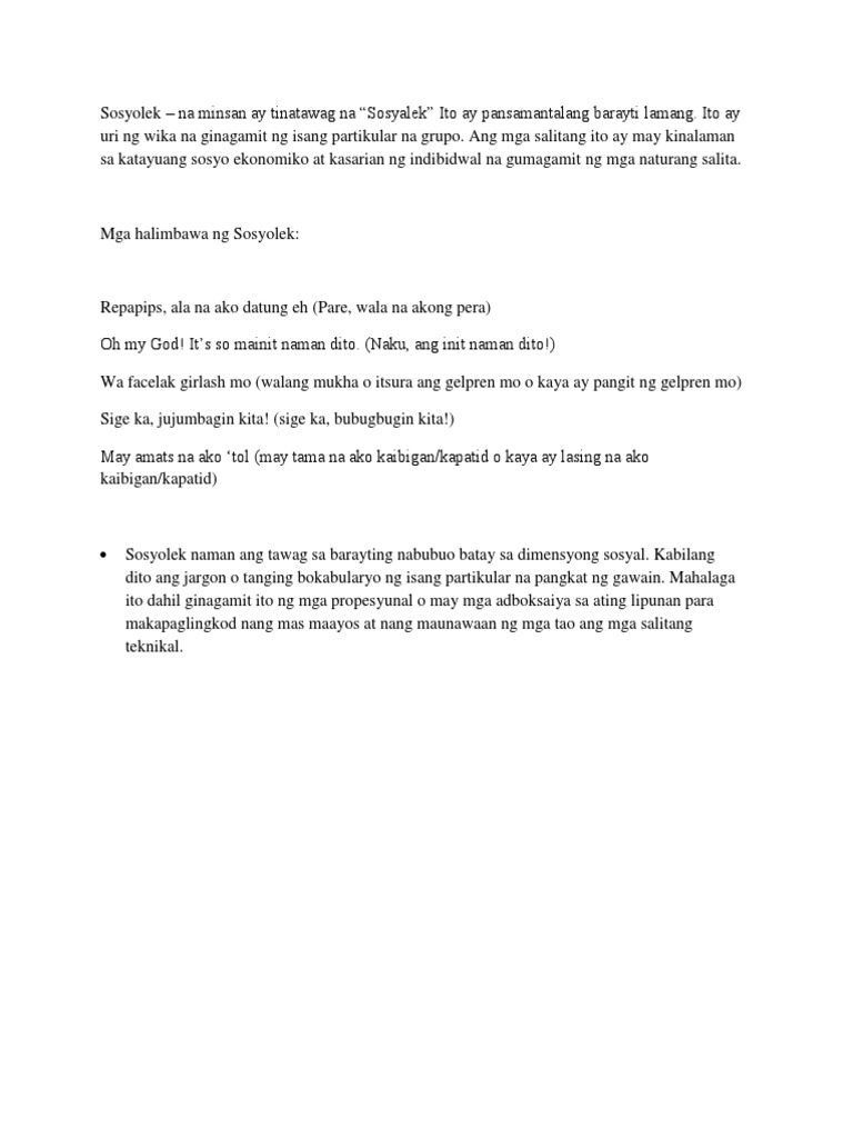 Sosyolek | PDF