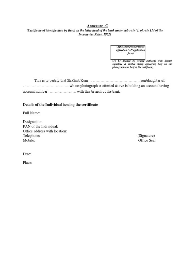 Prescribed Format For Bank Certificate PDF | PDF