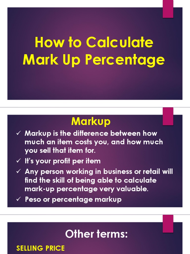 Calculating Markup Percentage Guide | PDF