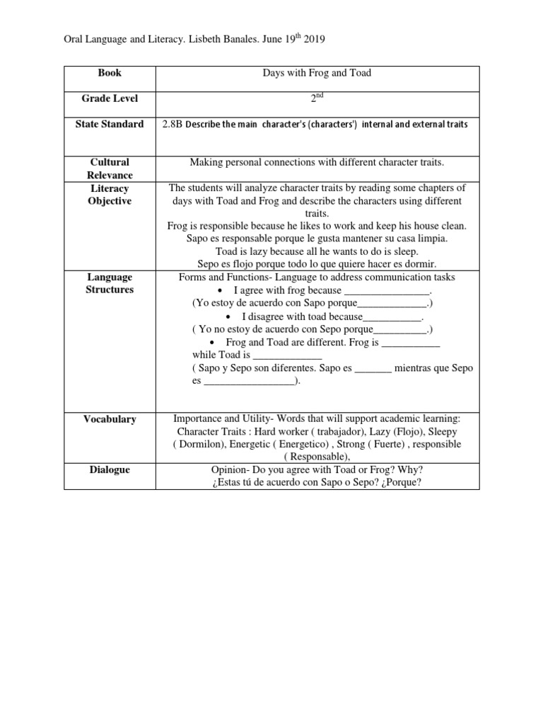 2nd Grade Character Analysis | PDF | Foreign Language Studies | General ...