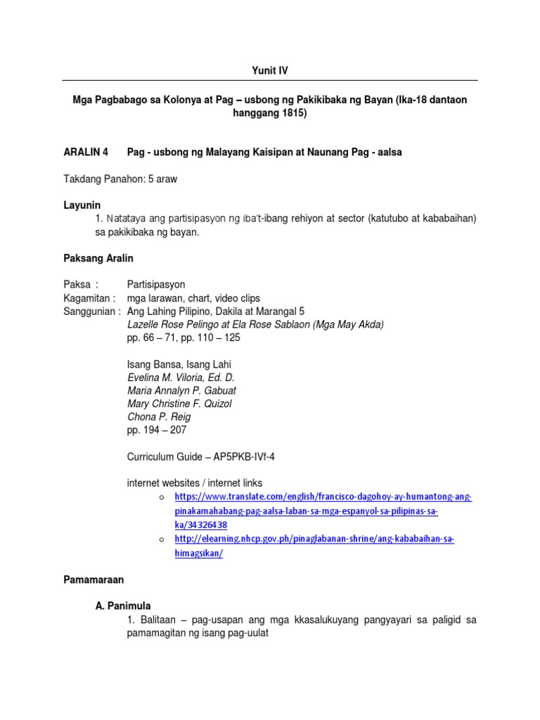 Grade 5 Teachers Guide AP Q4 Aralin 4 | PDF