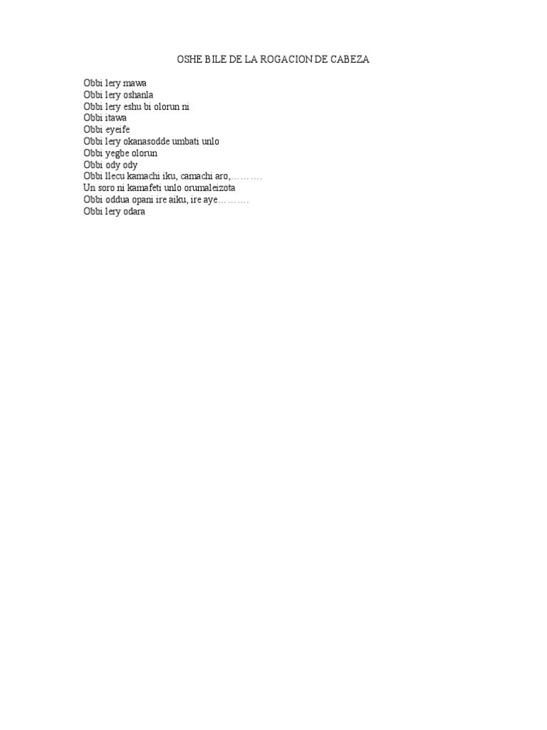 Oshe Bile de La Rogacion de Cabeza PDF | PDF