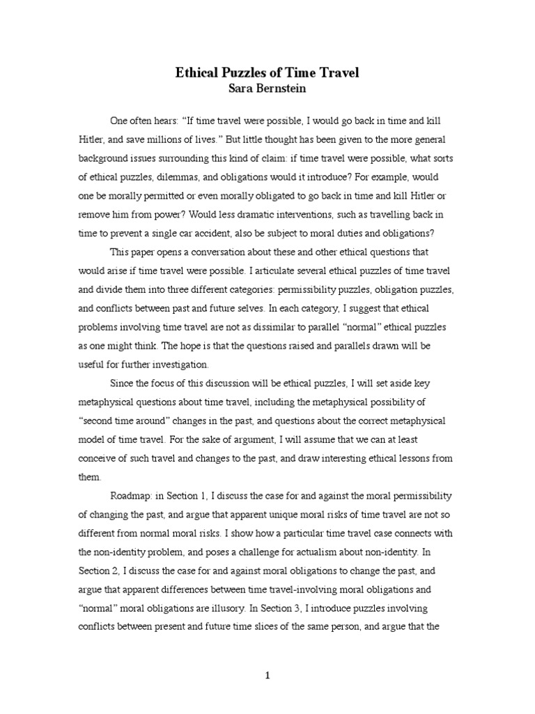 Ethical Puzzles of Time Travel | PDF | Time Travel | Time