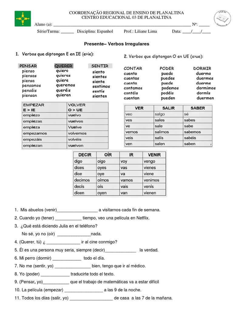 19-08 Presente Irregular - Ejercicio PDF | PDF