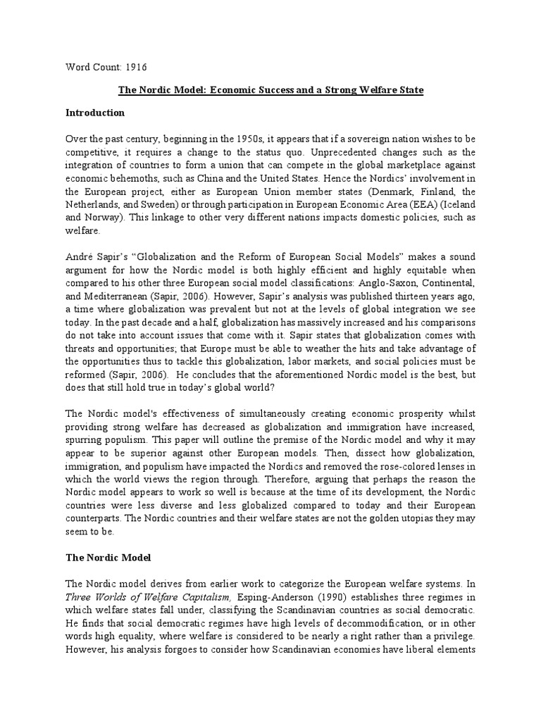 The Nordic Model Economic Success and A Strong Welfare State Lupo | PDF ...