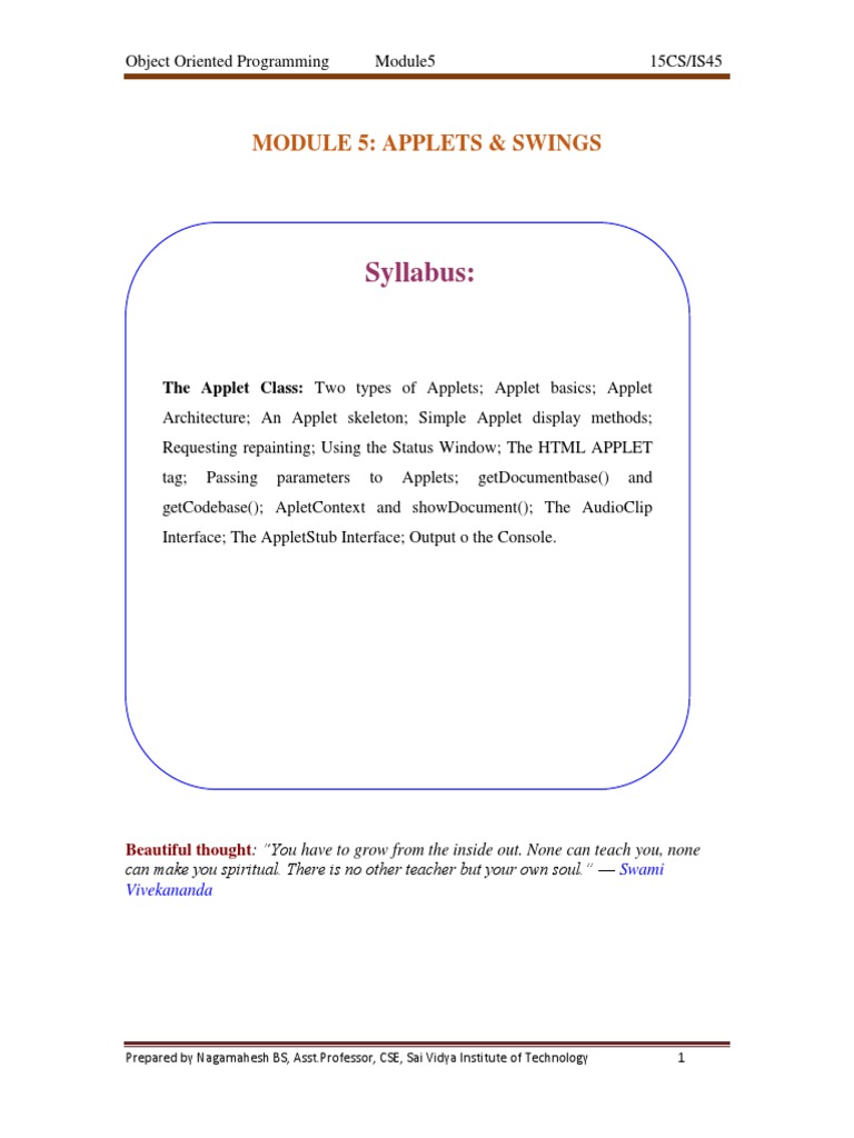 Module 5-Applets & Swings | PDF | Java (Programming Language) | Html Element