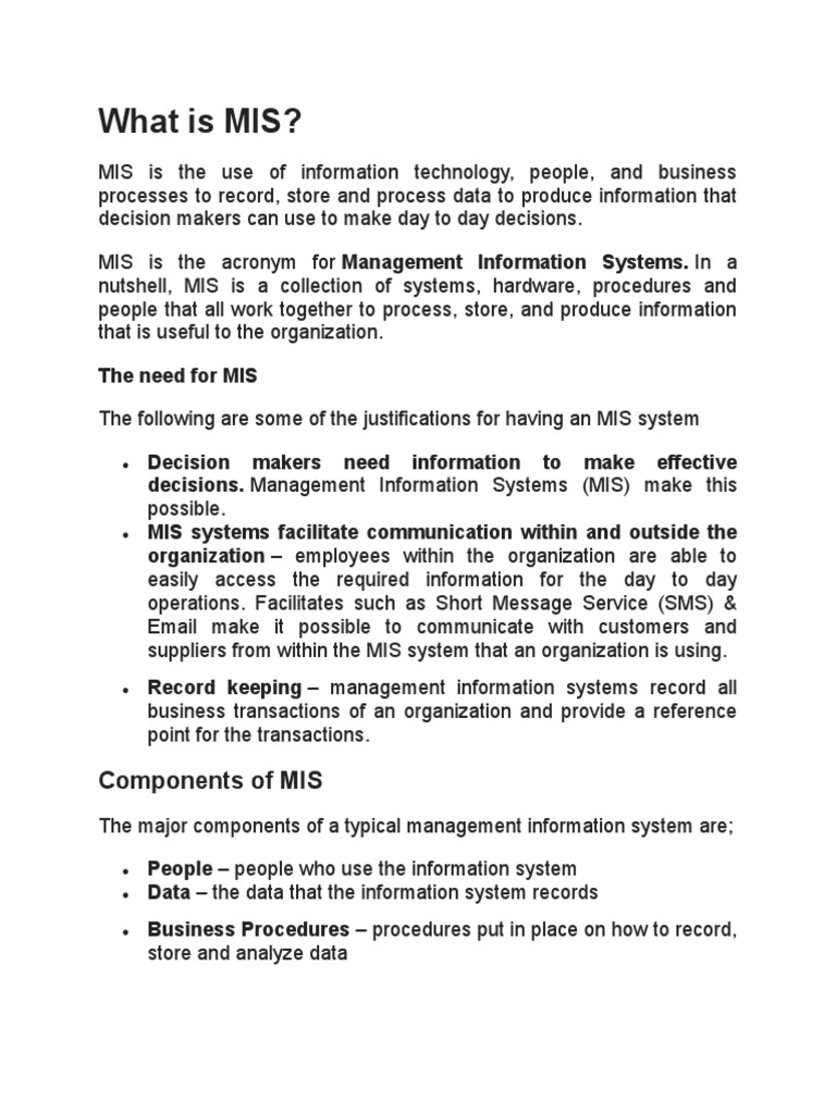 What Is MIS | PDF | Management Information System | Information System
