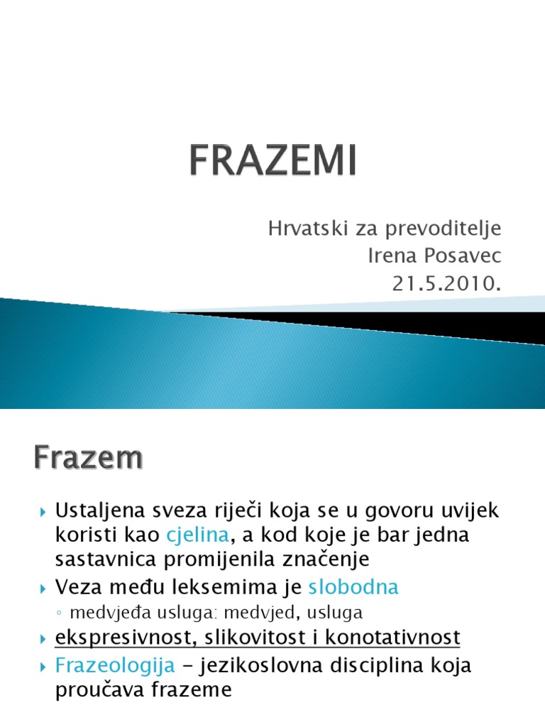 Frazemi FRA - Seminar | PDF