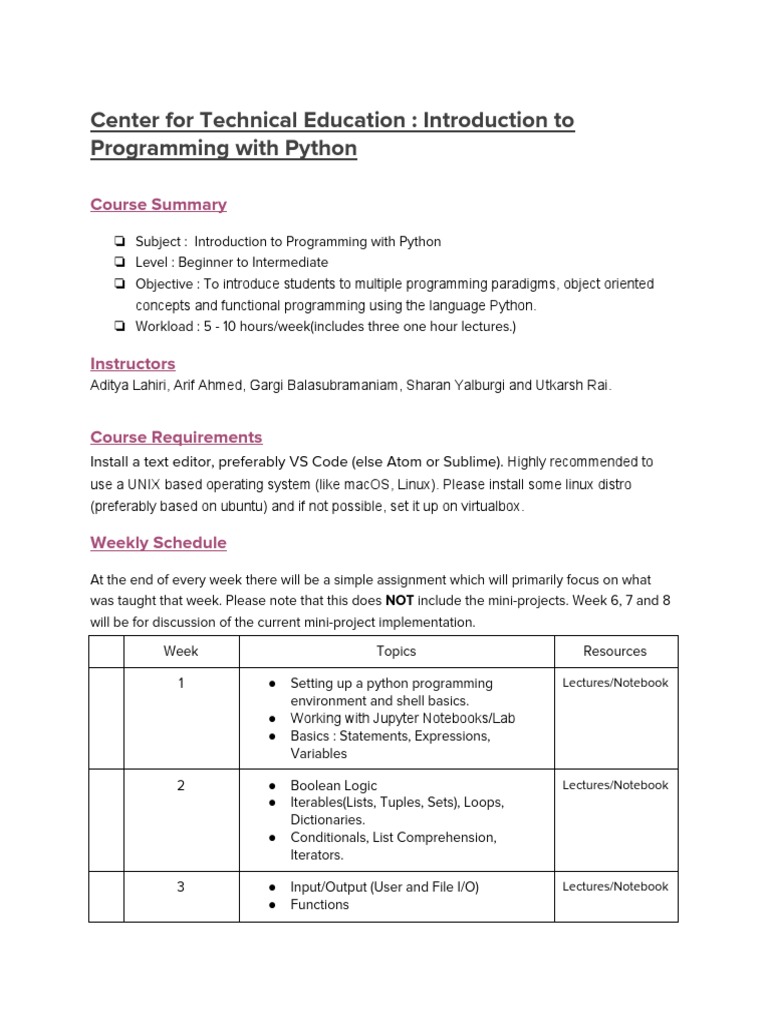 CTE - Introduction To Programming With Python Handout | PDF | Python (Programming Language ...