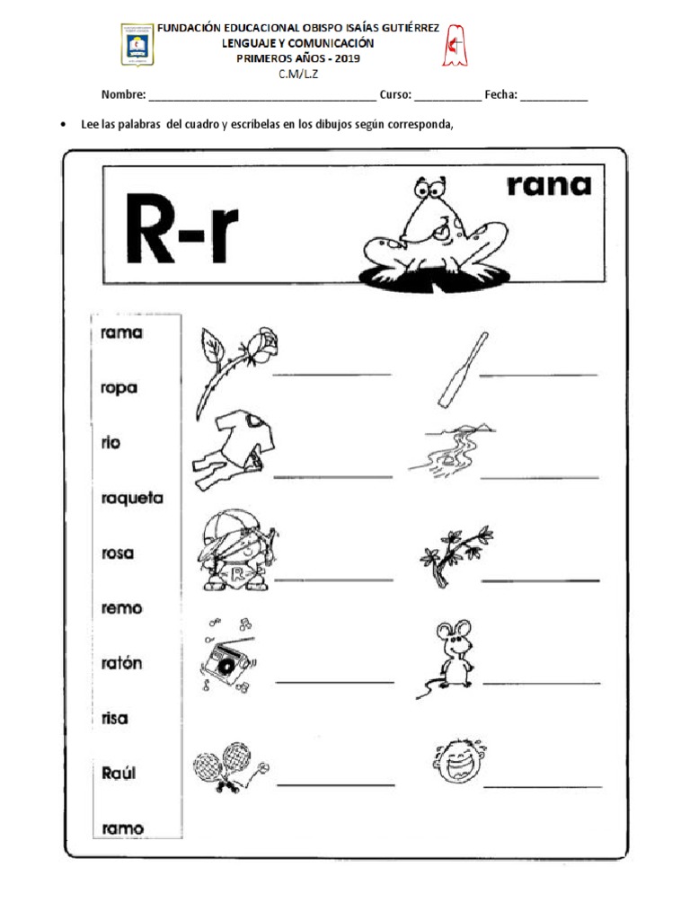 Guía de la r inicial y medial