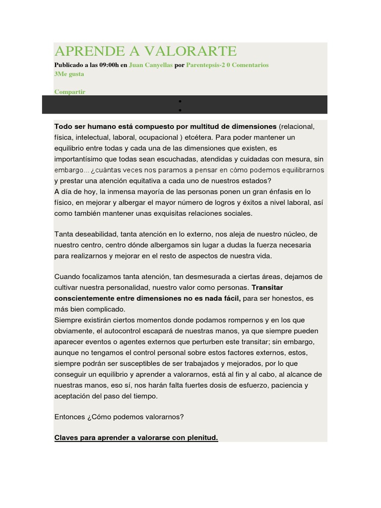 Aprende A Valorarte | PDF | Estrés (biología) | Felicidad