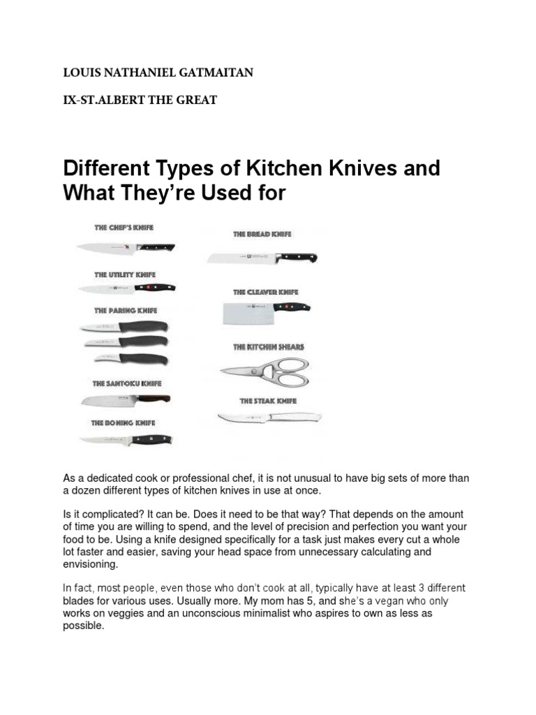 Types of Knives | PDF | Knife | Blade