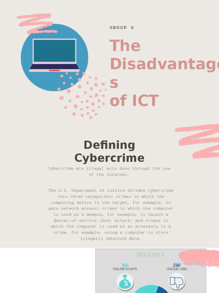 The Disadvantage S of ICT: Group 2 | PDF | Cybercrime | Computer Network