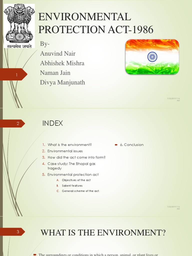 Environmental Protection Act-1986: By-Anuvind Nair Abhishek Mishra ...
