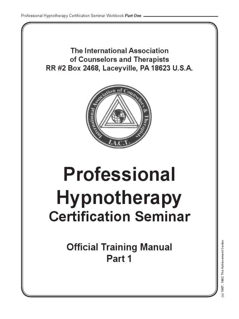 Professional Hypnotherapy: Certification Seminar | PDF | Hypnotherapy | Hypnosis