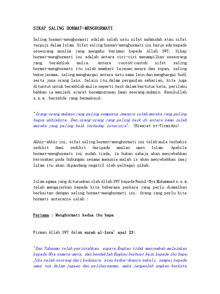 Sikap Saling Hormat | PDF