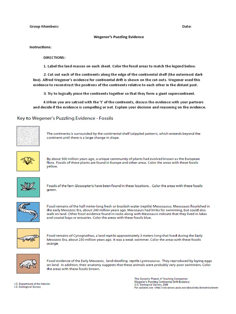 Wegener's Puzzling Evidence Instructions | Download Free PDF | Plate ...