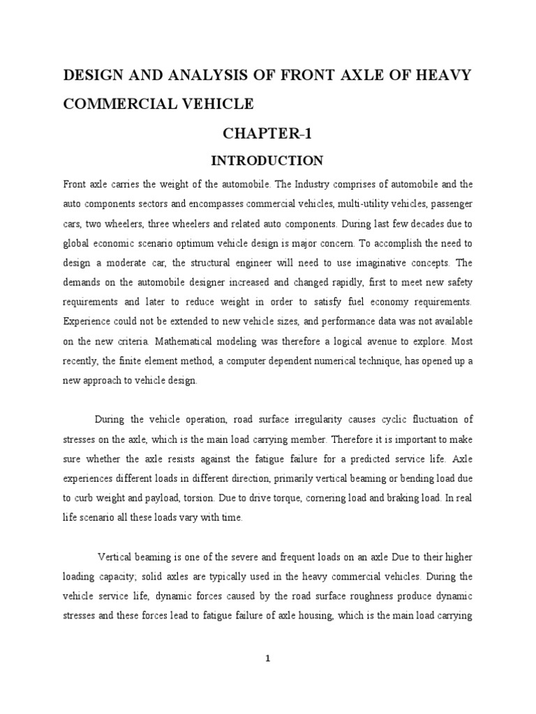 Design and Analysis of Front Axle of Heavy Commercial Vehicle 4 GNR PDF ...
