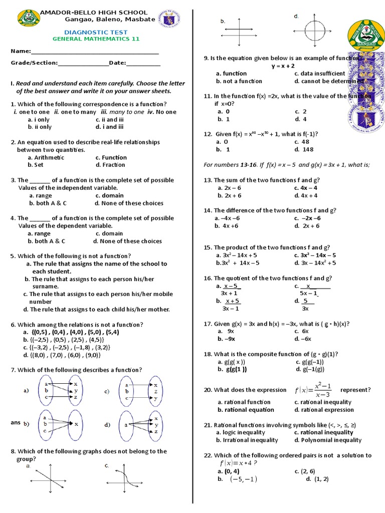 Grade 11 General Math Exam Answer Key | PDF | Exponential Function ...